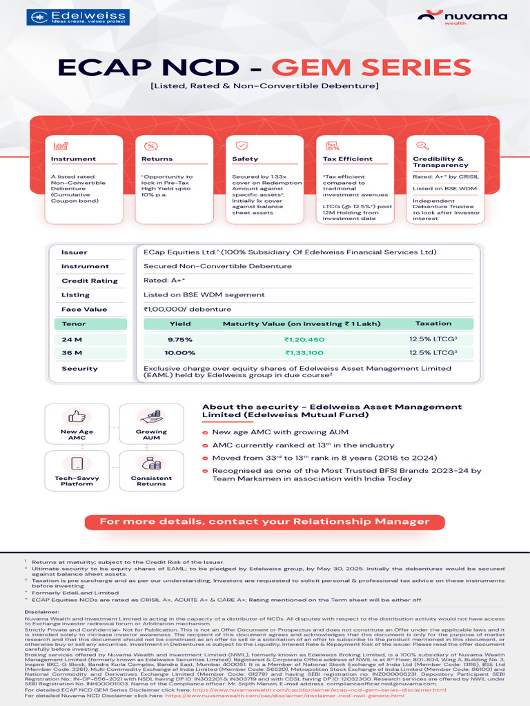 B2C ECAP Gem Series Oct 2024 | PDF | Debenture | Securities (Finance)