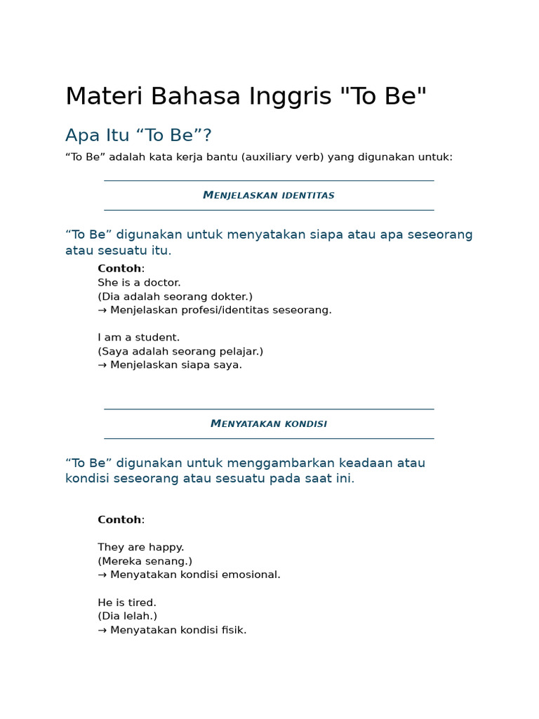 Materi Basic To Be | PDF