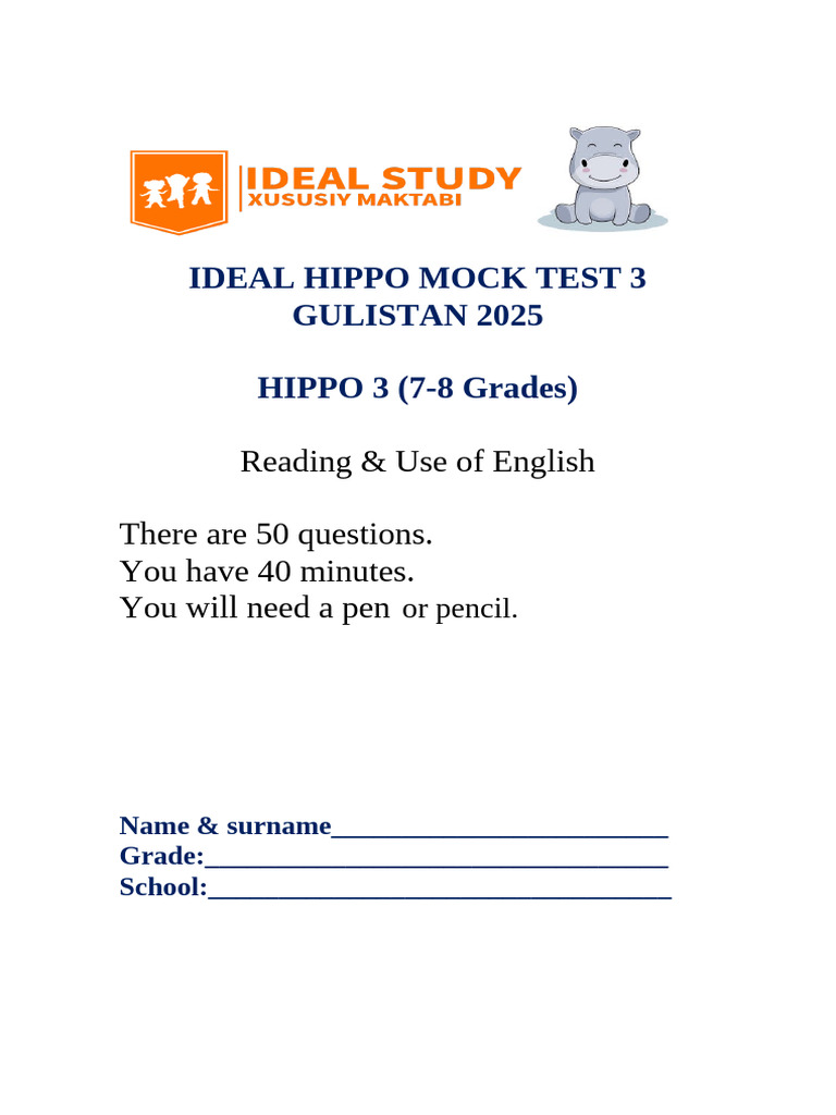 Ideal Hippo Mock Test 3 Overview | PDF | Edinburgh