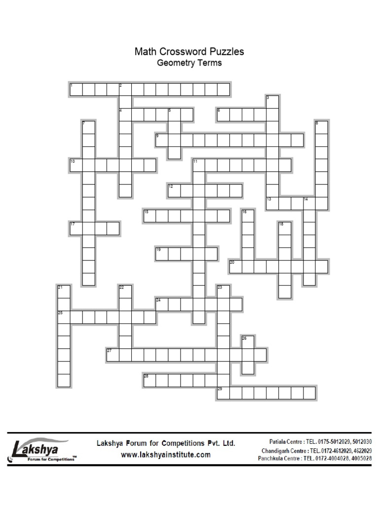 Geometry Crossword Puzzle PDF | PDF | Line (Geometry) | Shape