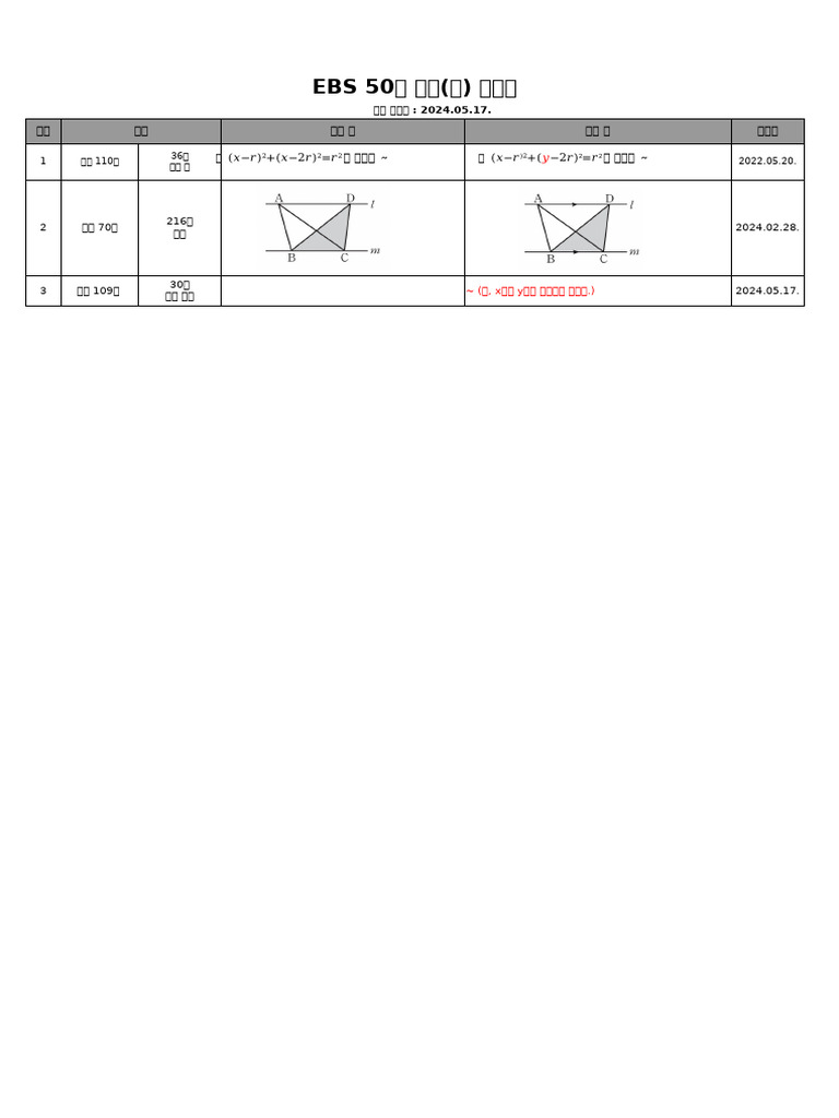 EBS50일수학 (하) 정오표 240517 (20240517095256196) | PDF