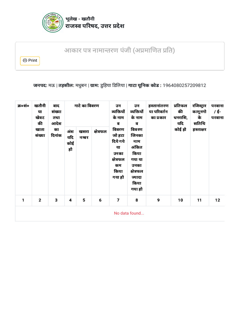 भूलेख khatauni | PDF