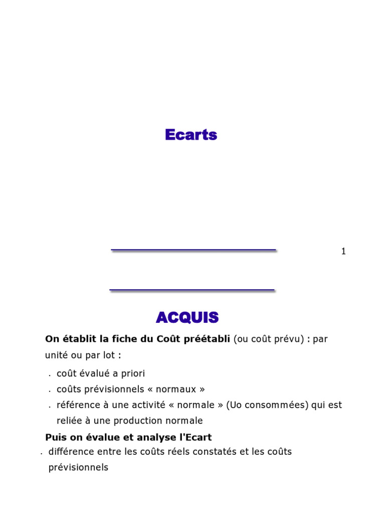 Analyse des écarts de coûts de production | PDF