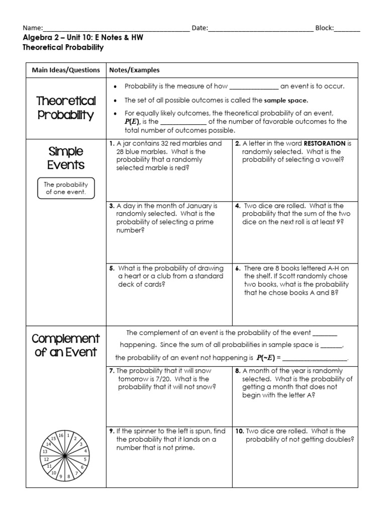 E1 - Theoretical Prob NOTES HW | PDF | Probability | Mathematics