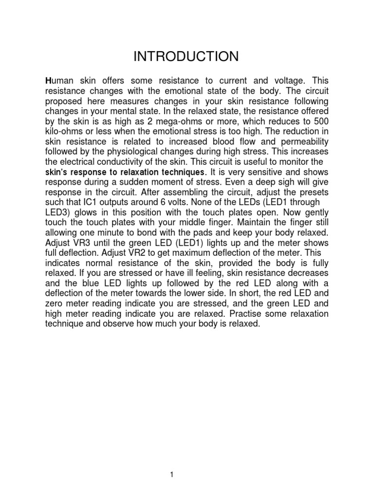 Skin Resistance Meter Circuit Guide | PDF | Light Emitting Diode ...