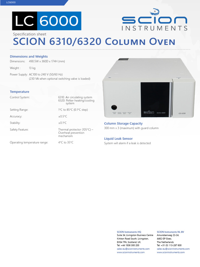 SCION 6310 Column Oven LC - 2020.3 | PDF