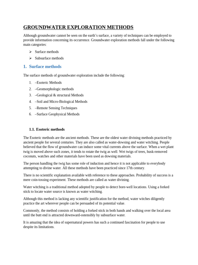 Groundwater Exploration Techniques | PDF | Geophysics | Earth Sciences
