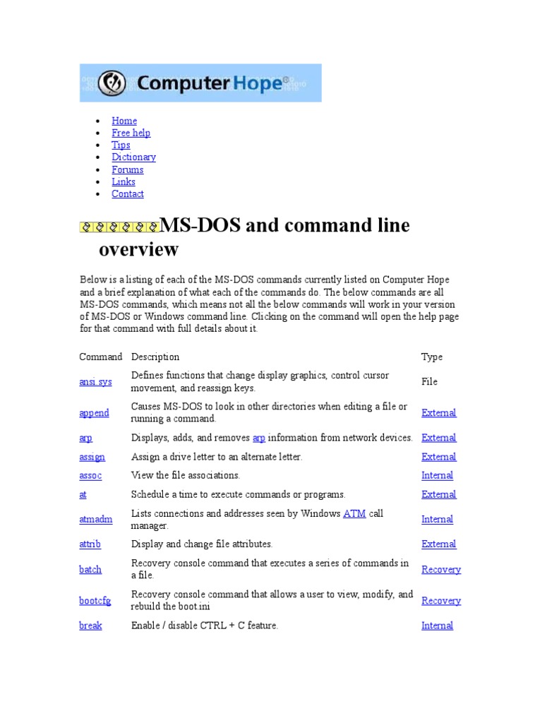 MS Dos | PDF | Command Line Interface | Computer File