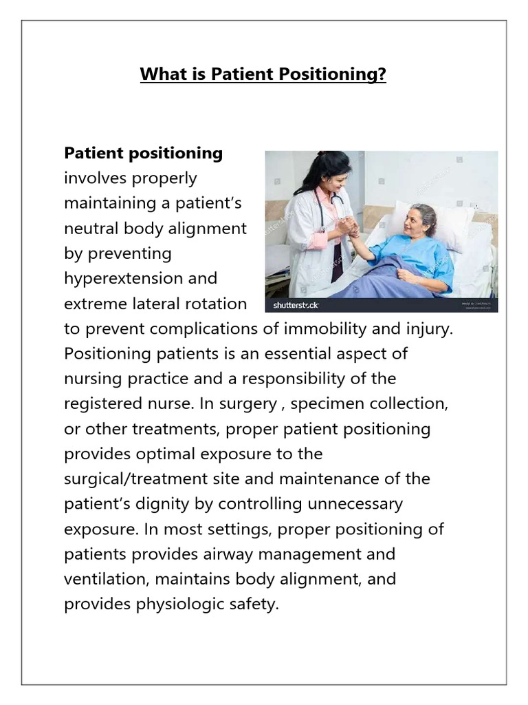 Essential Patient Positioning Techniques | PDF | Medical Specialties ...