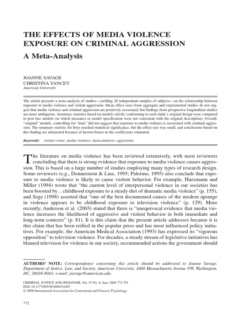 Savage Yancey 2008 The Effects of Media Violence Exposure On Criminal ...