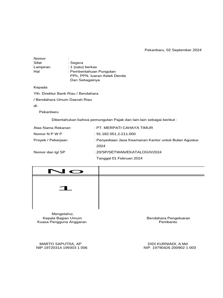 DATA Surat Potongan Pajak Bakti Tama Setya 2 | PDF