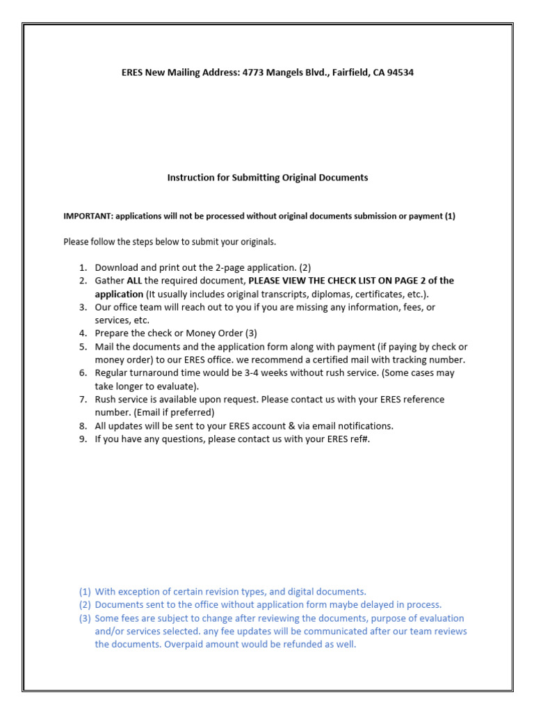Document Submission Guidelines for ERES | PDF