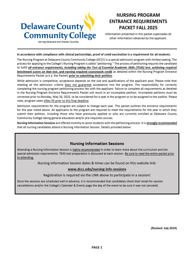 Fall 2025 Petition Packet - Nursing | PDF | University And College ...
