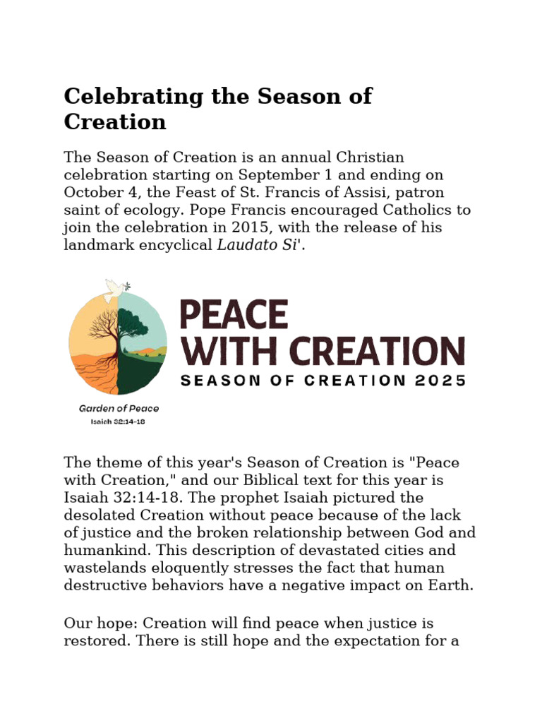 Season of Creation 2025: Peace Symbol | PDF