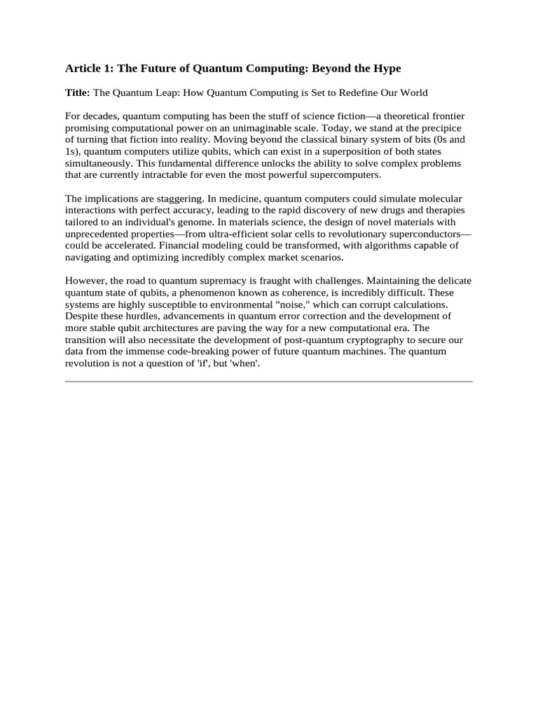 Future of Quantum Computing Explained | PDF