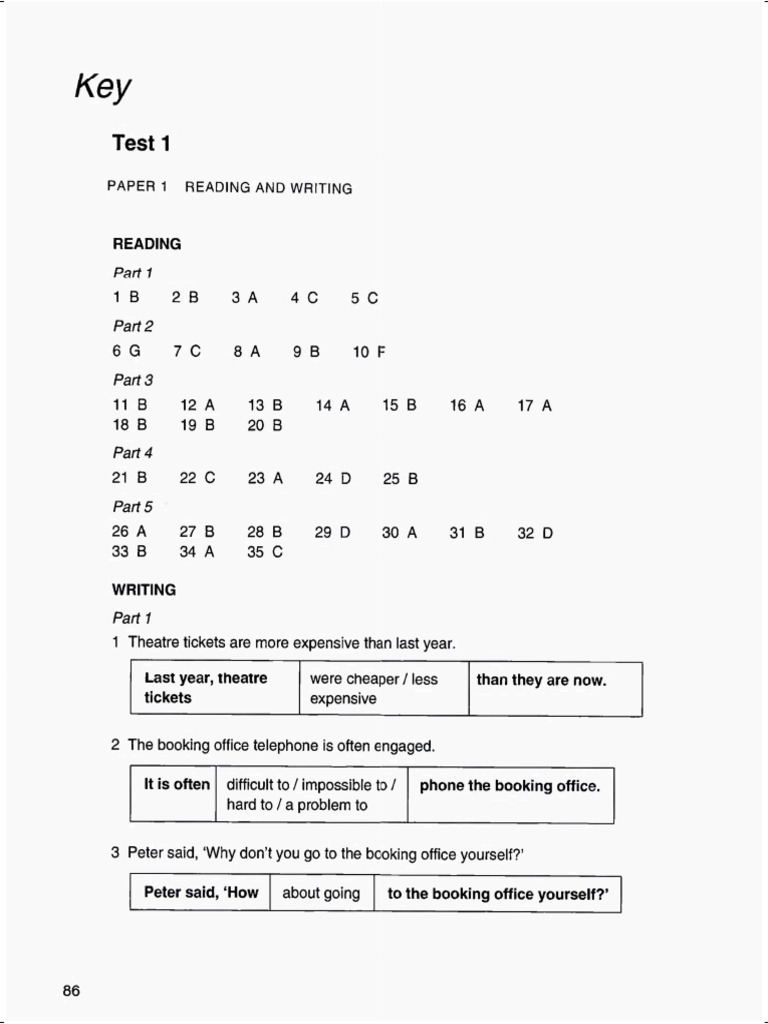Key - Reading&Writing Test 3 | PDF