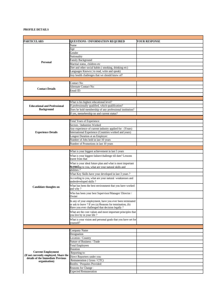 Management Profile Template PDF | PDF | Employment | Business