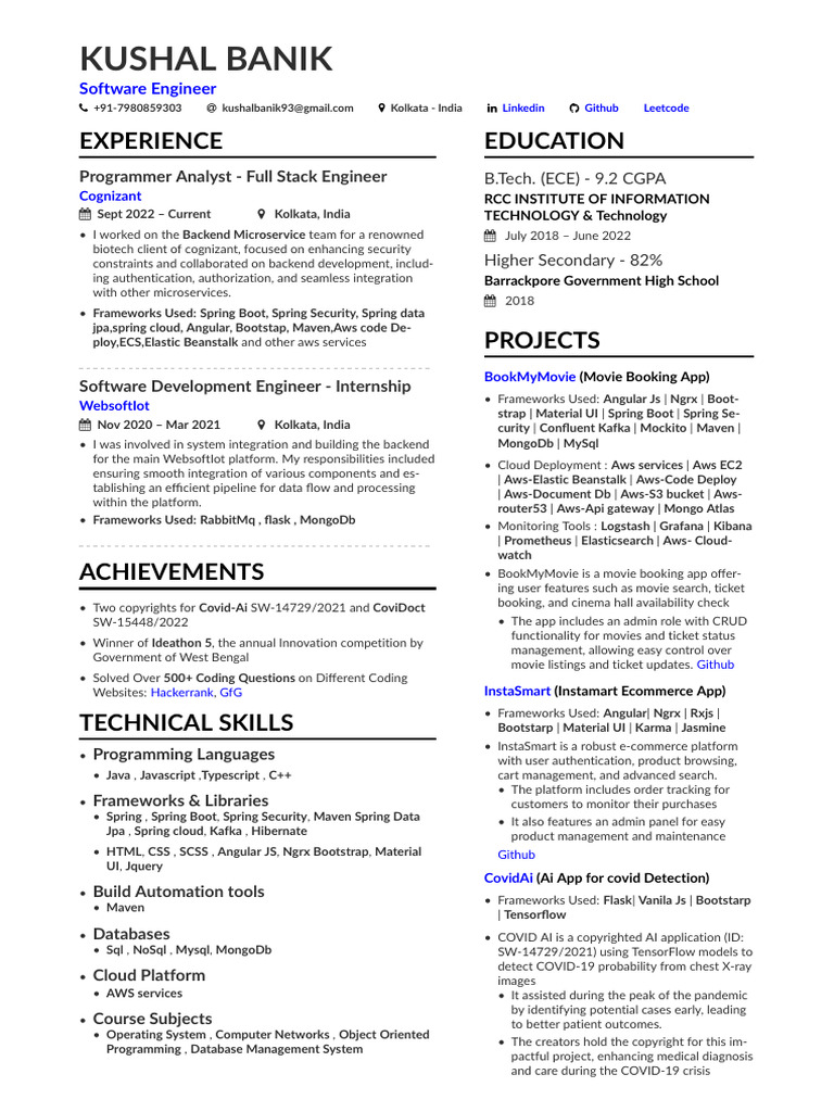 Kushal S CV Updated Ver2 | PDF | Bootstrap (Front End Framework) | Java Script