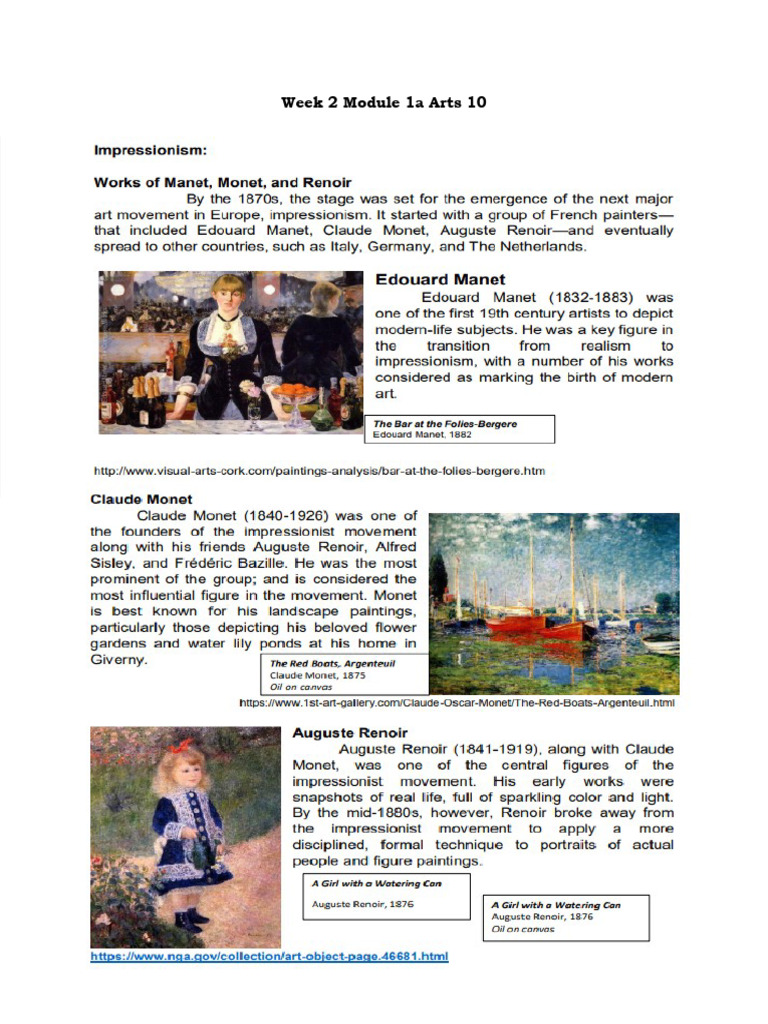 Week 2 Arts 10 Module Activities | PDF