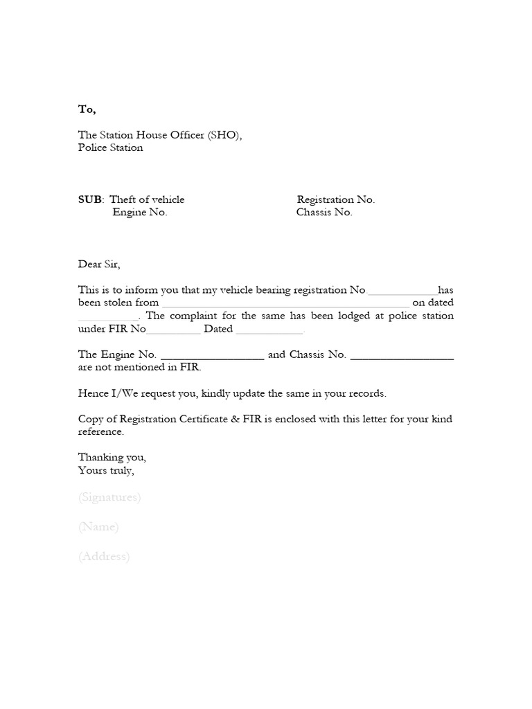 Sho Letter - Engine & Chassis No | PDF