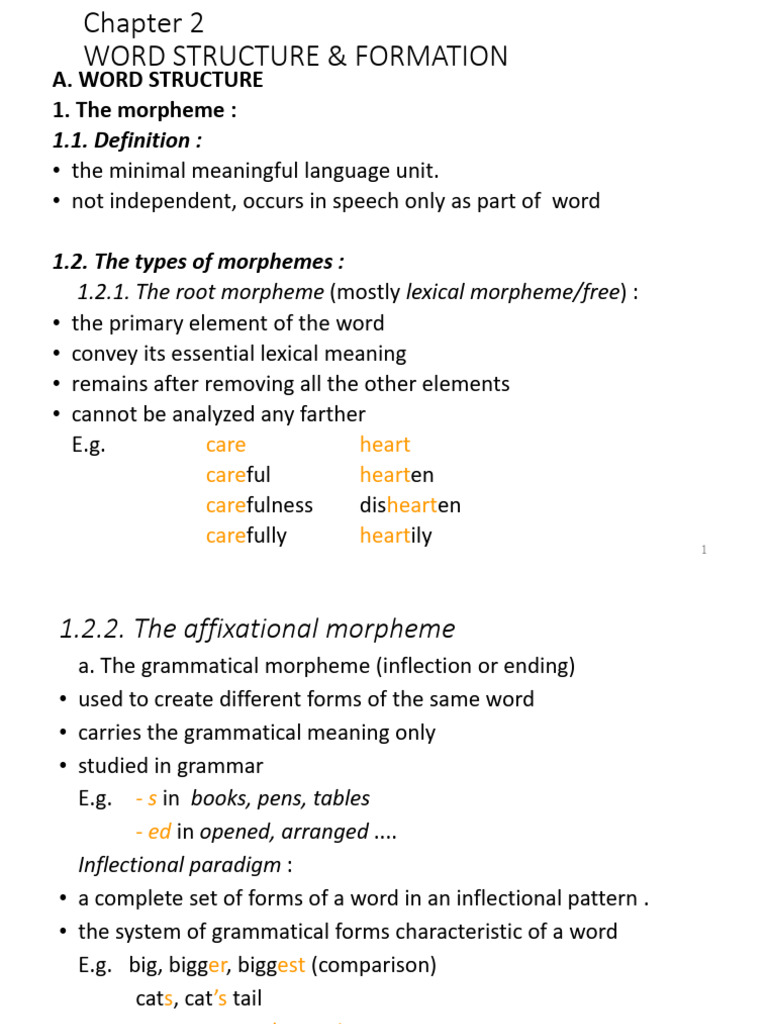 Handout Lexi Ch2 Word Structure and Word Formation | PDF | Word | Part Of Speech