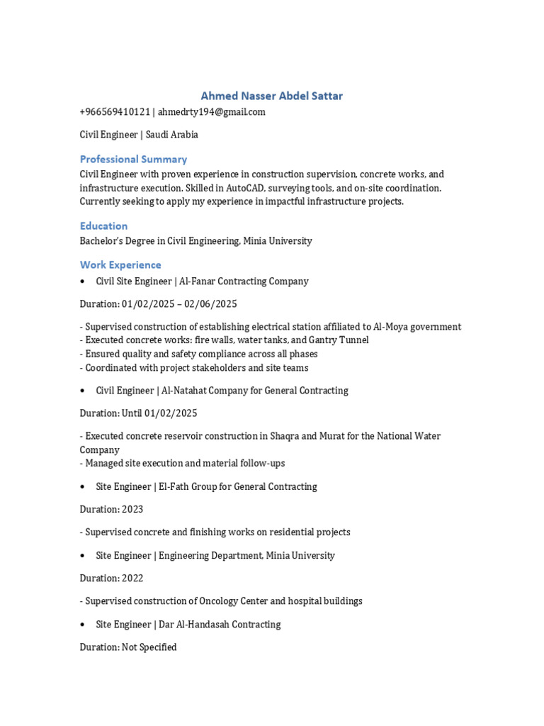 Ahmed Nasser CV | PDF