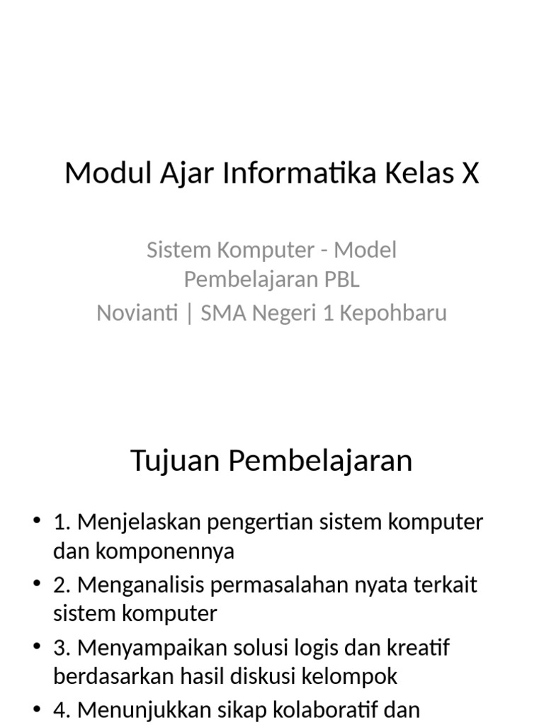 Modul Ajar PBL Sistem Komputer | PDF
