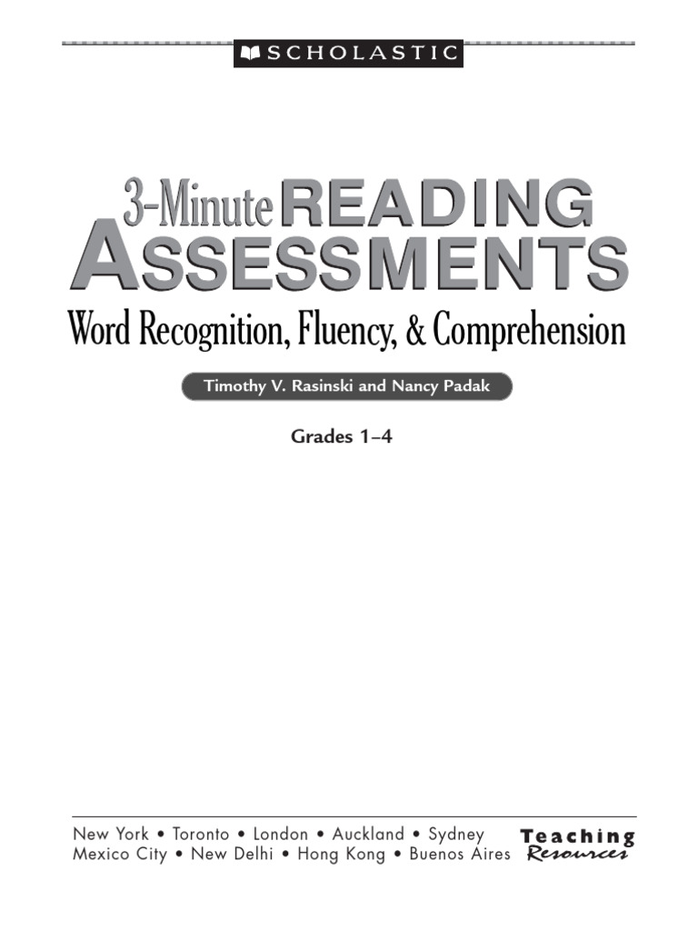 +3-Minute Reading Assessment | PDF | Reading Comprehension | Fluency