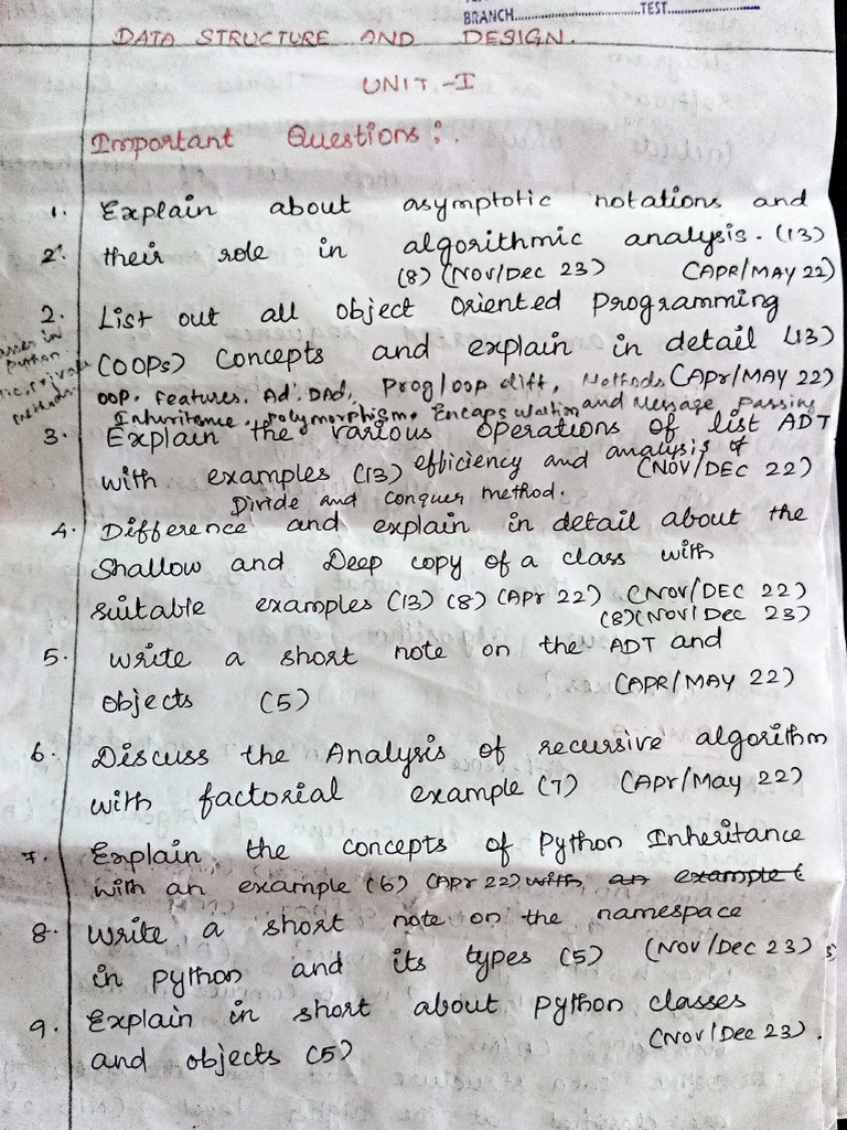DSD - Part A, B Questions (Unit 1,2,3) | PDF | Algorithms And Data ...