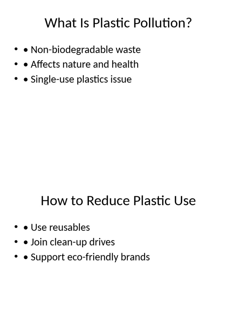 Understanding and Reducing Plastic Pollution | PDF