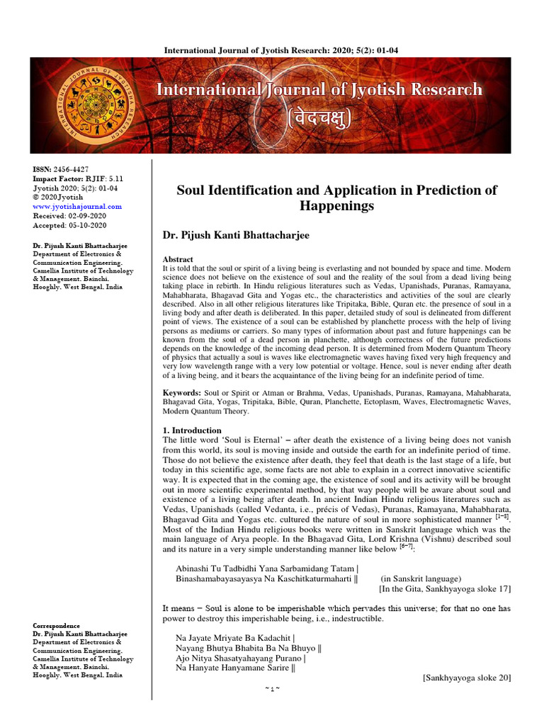 Soul Identification and Application in Prediction of Happenings | PDF ...