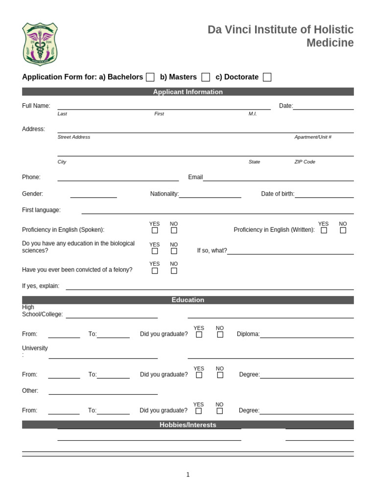 Application Form For Degrees | PDF