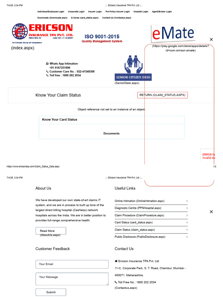 Ericson TPA Claim and Card Information | PDF | Service Industries