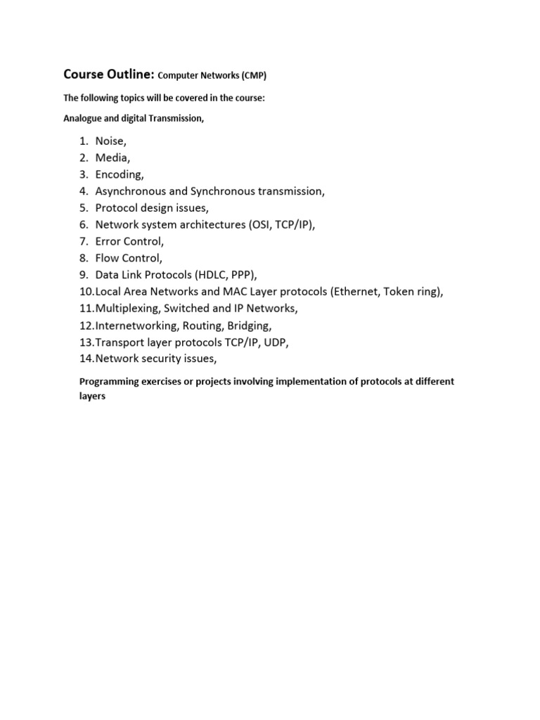 IT-309 Computer Networks (CMP) | PDF