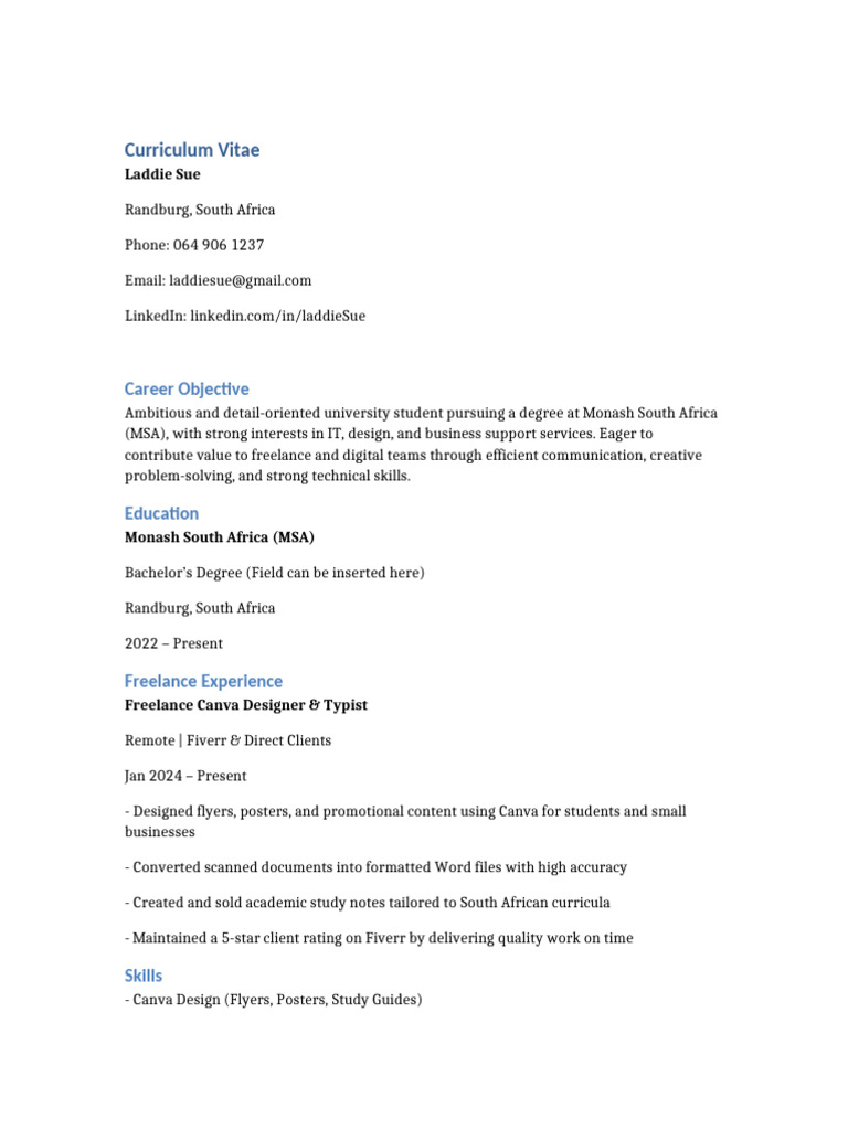 Laddie Sue CV | PDF