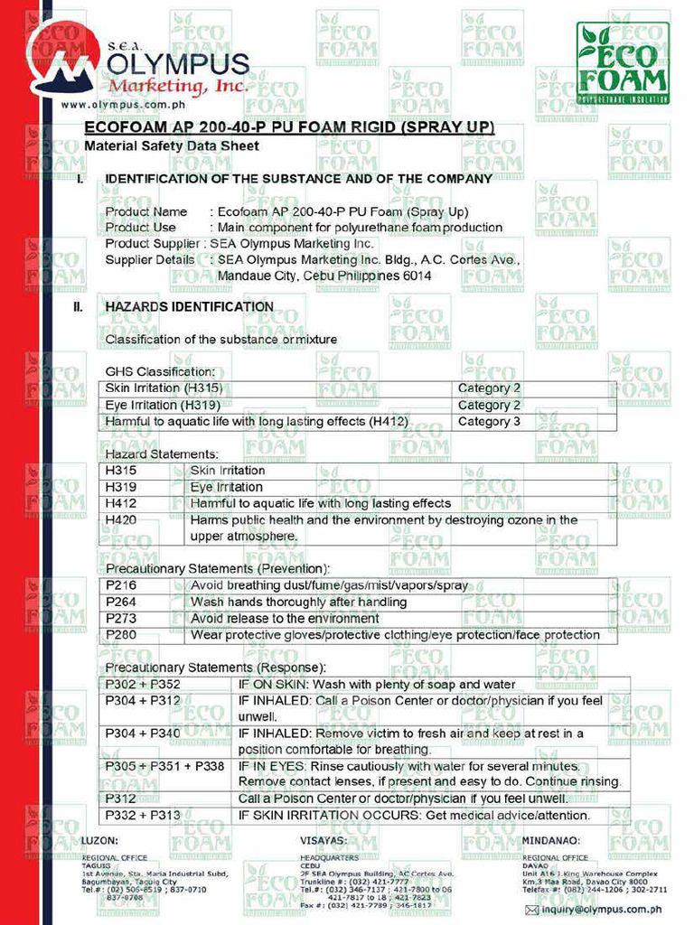 Msds - Tds (Spray Up) | PDF
