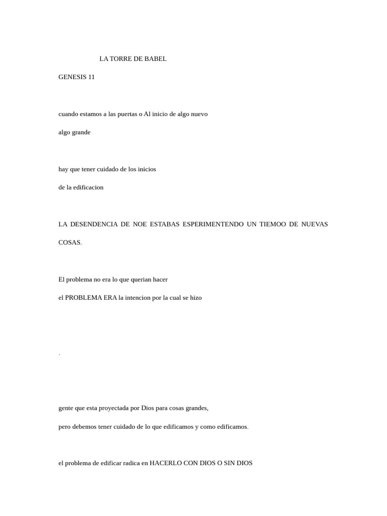 La Torre de Babel | PDF | Creencia religiosa y doctrina | Contenido bíblico