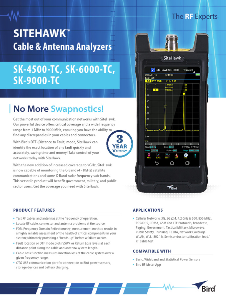 Analyzer Sitehawk Sk4500tc Sk6000tc Sk9000tc | PDF | Decibel | Hertz