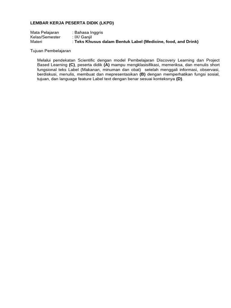 8 - LKPD - tEXT LABEL | PDF