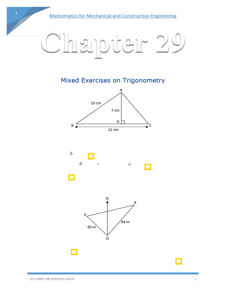 Chapter 29 Mixed Exercises On Trigonometry Answers | PDF | Trigonometry | Geometry
