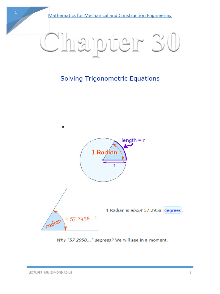 Chapter 30 Solving Trigonometric Equations | PDF | Trigonometric ...