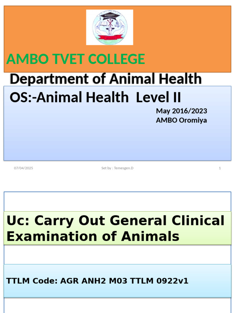 General Clinical Examination of Animals | PDF | Pulse | Thermoregulation