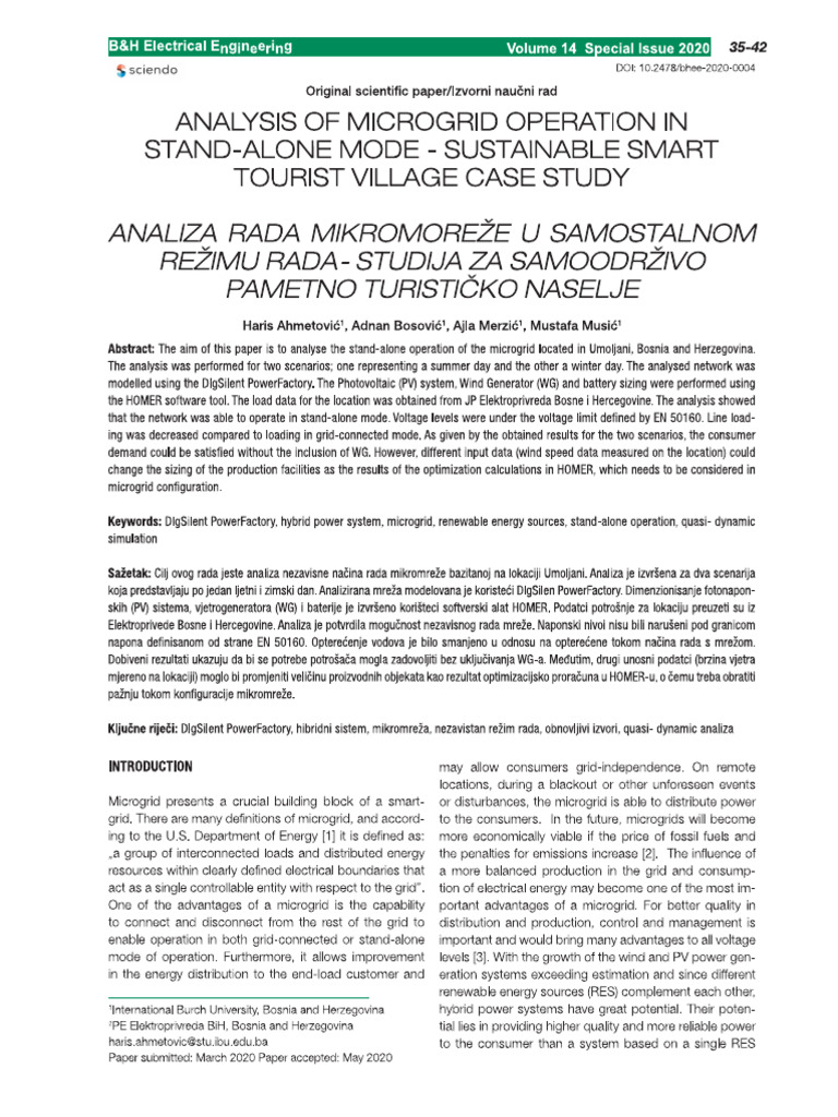 Analysis of Microgrid Operation in | PDF