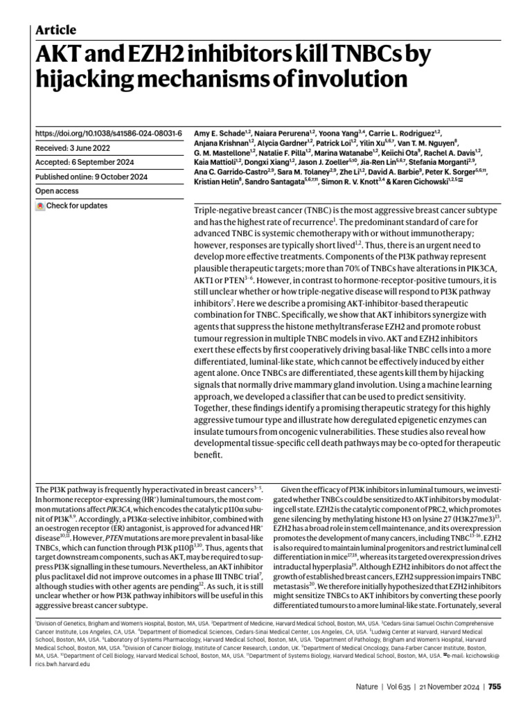 Article 1 - AKT and EZH2 Inhibitors Kill TNBCs by Hijacking Mechanisms ...