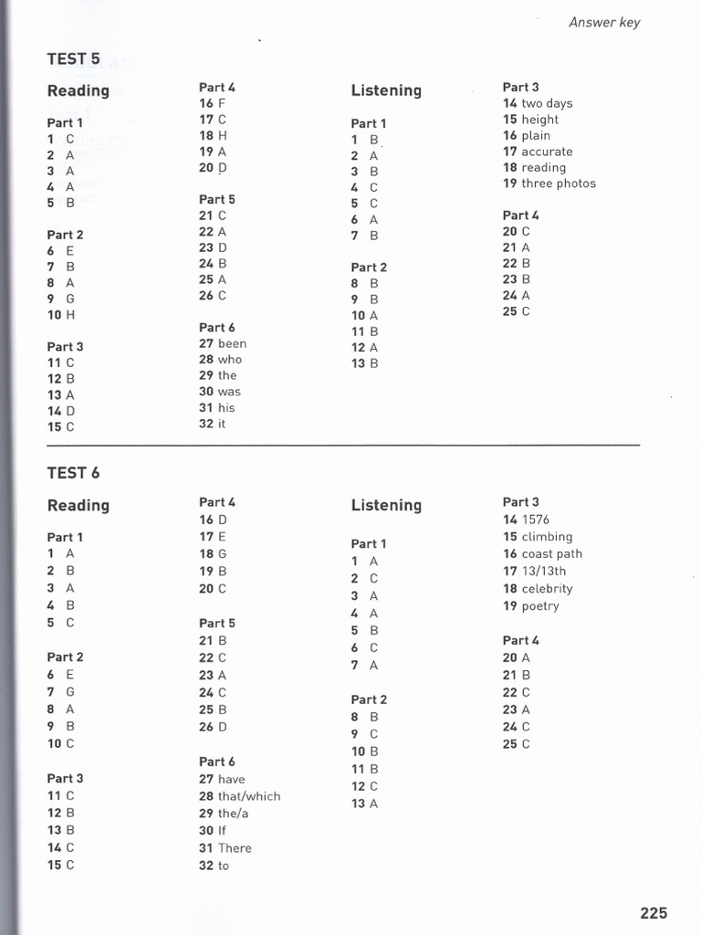Test 5 and 6 Answer Key | PDF