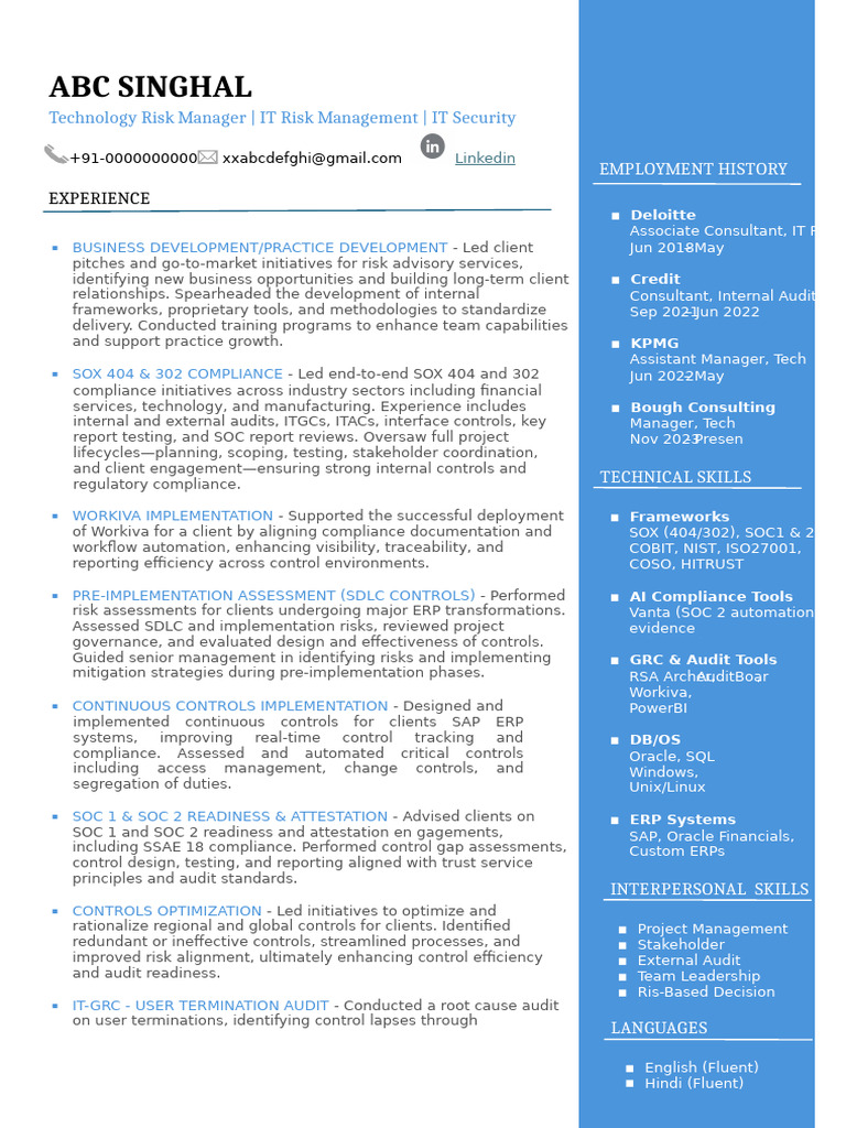 Rishabh Singhal CV 2025 | PDF | Audit | Enterprise Resource Planning