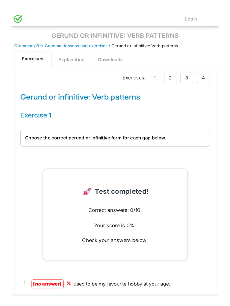 Gerund or Infinitive - Verb Patterns - Test-English | PDF | Verb ...