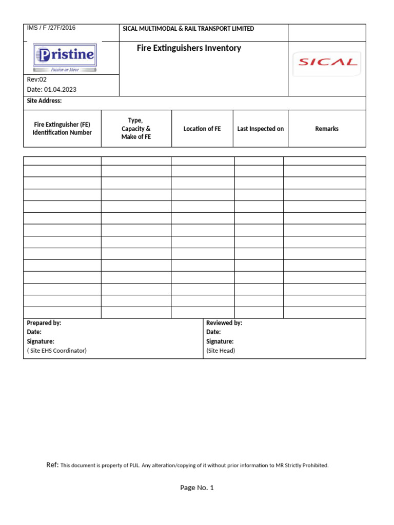 Fire Extinguishers Inventory Report 2023 | PDF