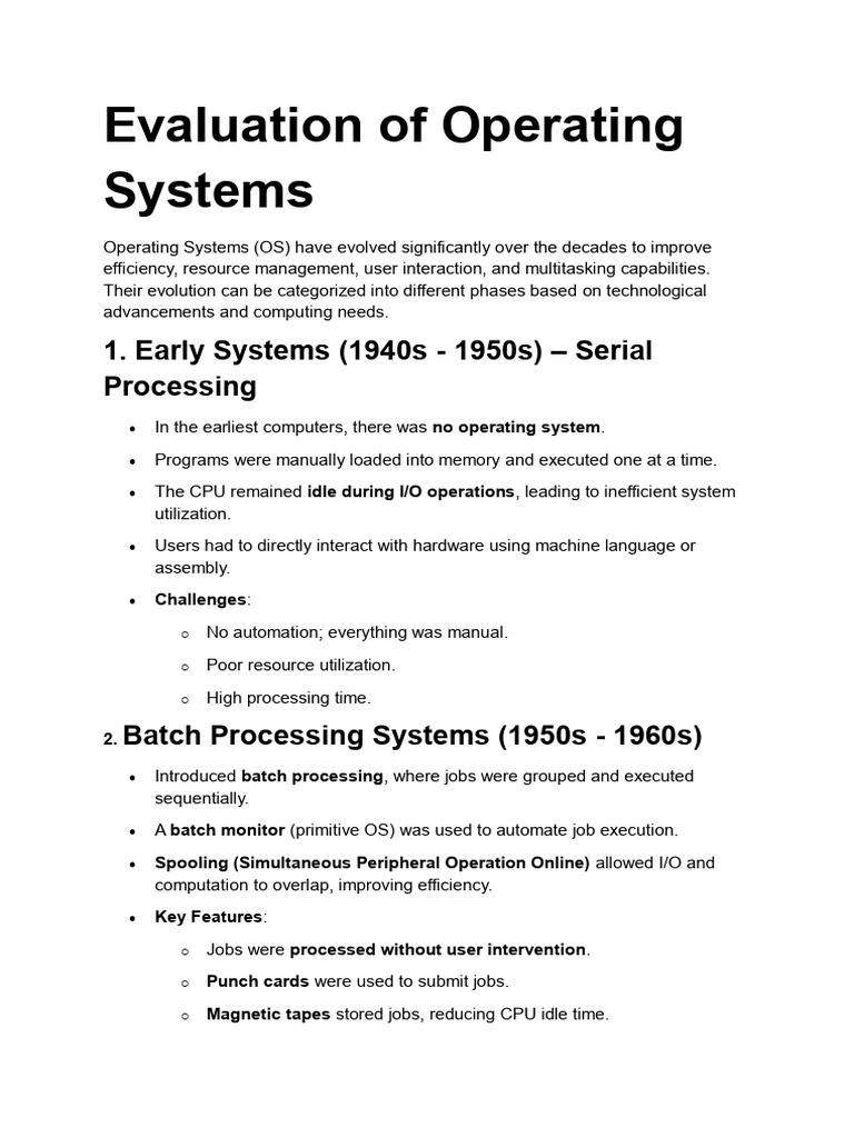 Evaluation of Operating Systems | PDF | Operating System | Information ...