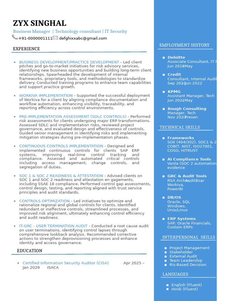Rishabh Singhal CV 2025 - 1 | PDF | Audit | Oracle Corporation